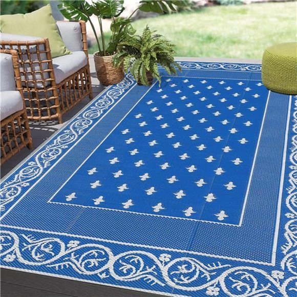 Accents | 6x9 Blue Large Outdoor Mat Rv Outdoor Rug Reversible Plastic ...